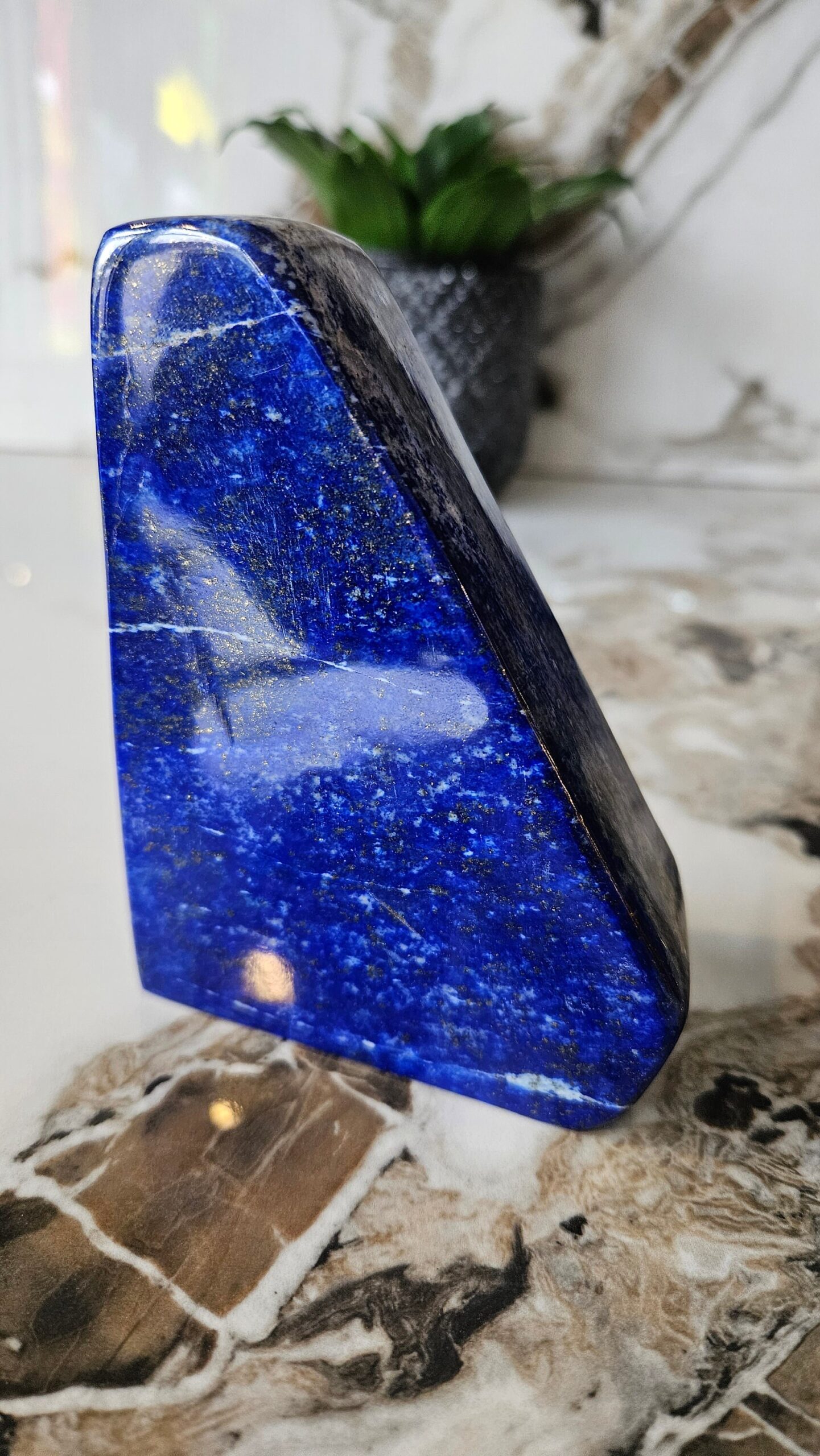 Authentic Lapis Lazuli Tumbled Stone with Free Form Shape, Polished ...